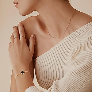 Yowivon Rose Gold Bracelets for Women Roman Numeral Bangle Bracelet Italy Chunky Chain Stainless Steel Non-Tarnish Dainty Bracelet Birthday Gifts for Women