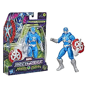 Marvel Avengers Mech Strike Monster Hunters Captain America Toy, 6-Inch-Scale Action Figure with Accessory, Toys for Kids Ages 4 and Up