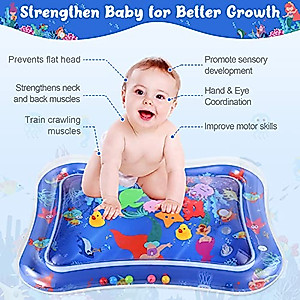 Ronipic Tummy Time Mat, Premium Baby Water Play Mat for Infants and Toddlers Baby Toys for 3 to 9 Months, Strengthen Baby's Neck and Muscles, Portable