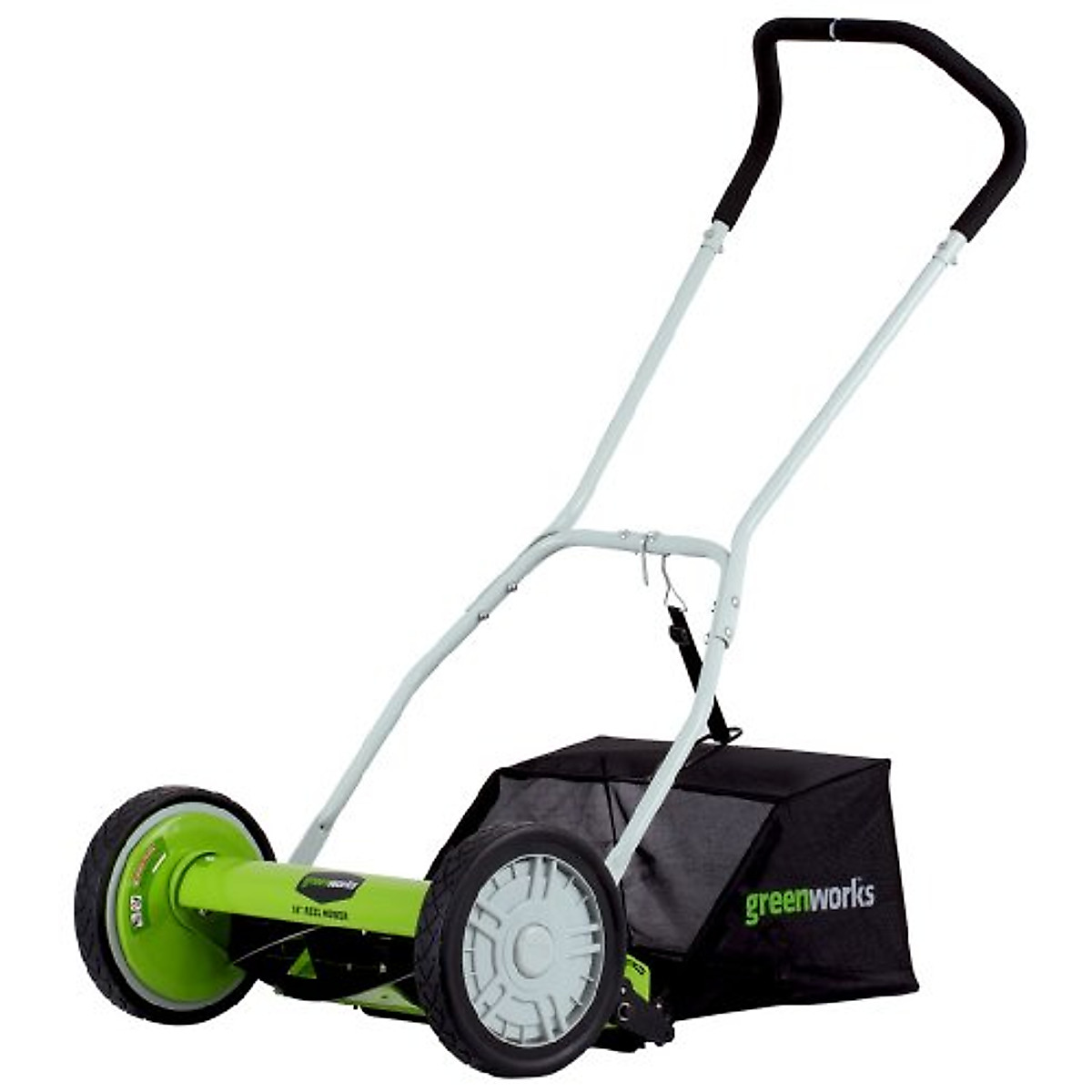 Greenworks 16-Inch Reel Lawn Mower with Grass Catcher 25052,Black/Green