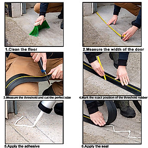 Universal Garage Door Bottom Threshold Seal Rubber Strip with Adhesives, DIY Weatherproof Weather Stripping Replacement (16FT)
