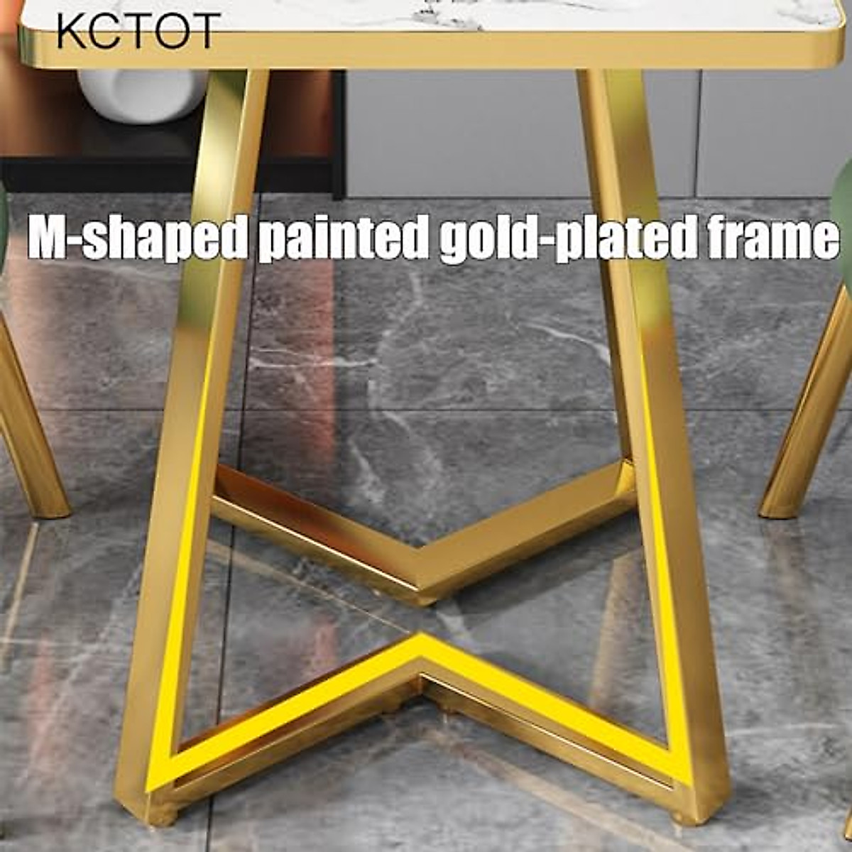 KCTOT Office Reception Round Table and Chair Set,High Density Sponge Cushion,Negotiation Table and Chair Set,Conference Room Table,Imitation Marble Wood Desktop (Color : A)