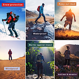 Unigear Leg Gaiters Waterproof Snow Boot Gaiters, Abrasion Resistance for Outdoor Hiking, Hunting, Ice Climbing, Skiing (Black, S)