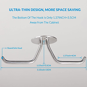 simpletome Mug Hooks Under Cabinet Coffee Cup Organizer Ceiling Storage Hanger for Office Cafe Bar Kitchen Utensils (3Pack, SUS304 Stainless Steel)