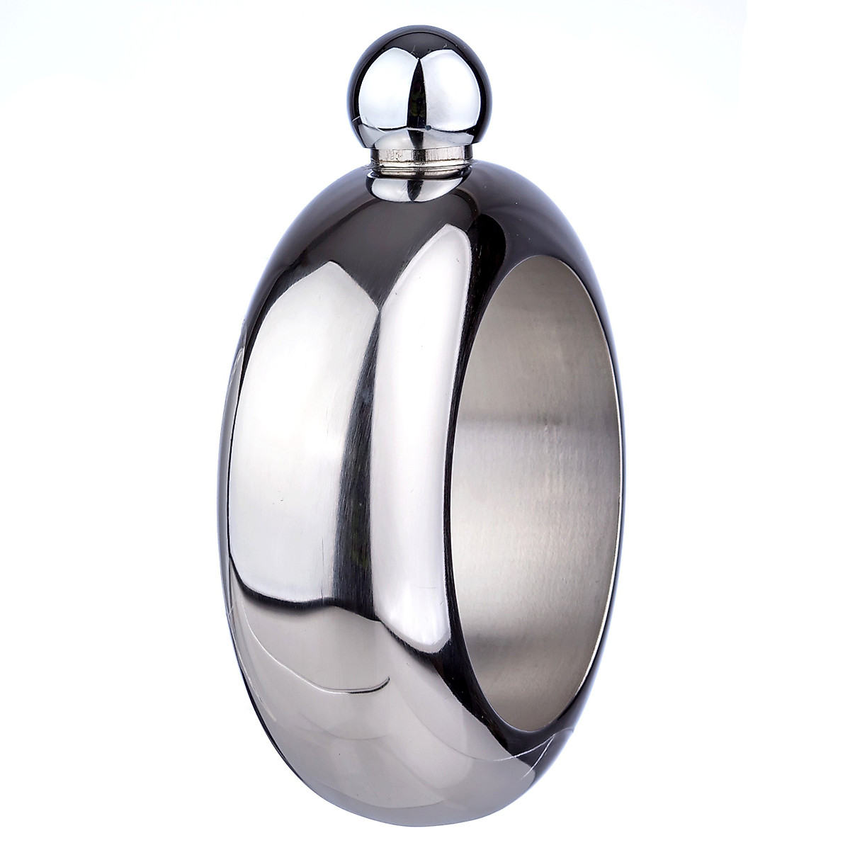 Bangle Bracelet Wine/Alcohol 3.5 oz Flask - Stainless Steel Black and Silver Creative Gift Set for Women - Bonus Funnel Included