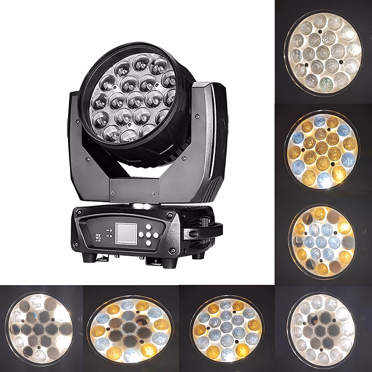 Boulder Pro 19x15W Zoom Wash Moving Head with Variable White Warm White Plus Cool White 2in1 LEDs Ideal for Church, Theater, Studio, Stage,Events, etc… (1pc Packed)