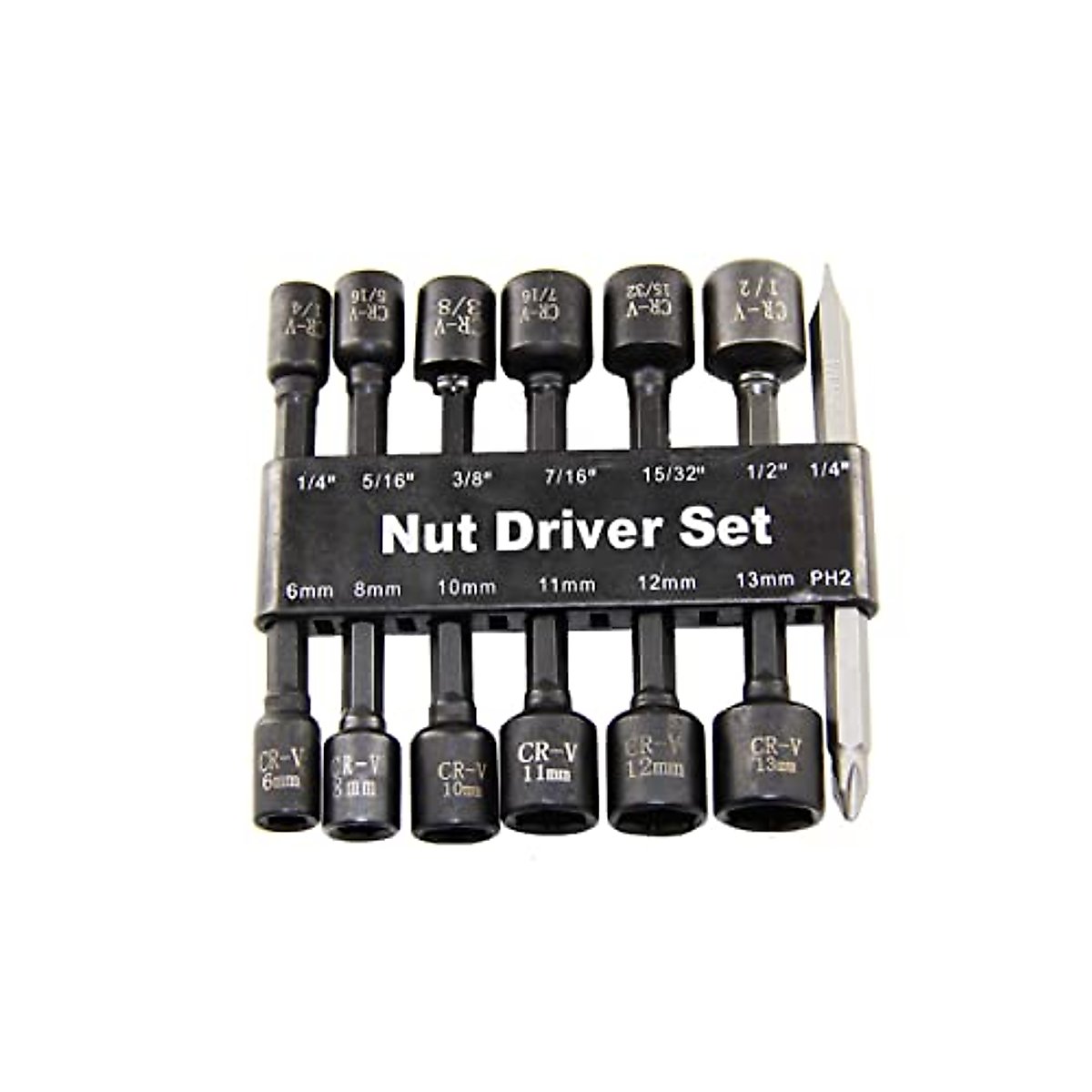 GOSWIFT 14PCS Magnetic Power Nuts Driver Set for Impact Drill, Chrome Vanadium Steel, SAE and Metric, 1/4" Hex Head Drill Bit Set Screwdriver Socket Set