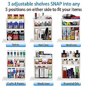 Dutiplus Medicine Organizer 2 Three-Decker Shelves Cabinet Storage Rack Organizer for Holding Vitamins, Supplements Cosmetics 10.82”H x 5.82”W x 10.43”D (Creamy White)