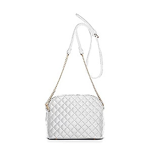E Quilted Crossbody Bags for Women, Lightweight Medium Camera Bag Top Zipper Shoulder Purse