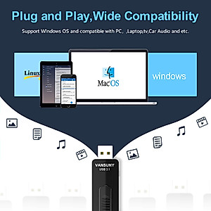Vansuny USB 3.1 Flash Drive 128GB, 400MB/s Super Speed Flash Drive, USB 3.1 Gen 2 Solid State USB Drive, Retractable Thumb Drive, Metal USB Memory Stick, Portable Jump Drive