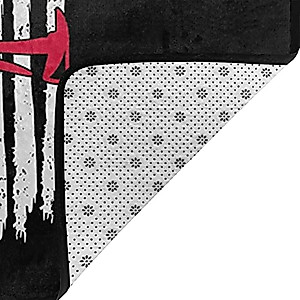 Reflective American Flag Firefighter Thin Red Line Fire Department Area Rug Large Size Family Living Room Bedroom Office Area Carpet 72"x48"