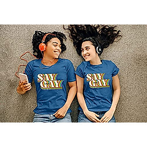 LUKYCILD Rainbow Shirt for Women Say Gay Shirts Gay Rights Pride Shirt LGBT Equality Tee Tops Florida Shirt