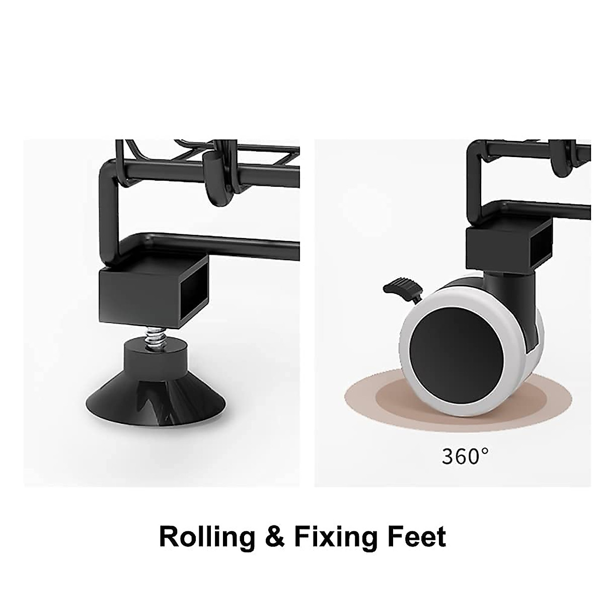 FANWU 5 Tier Fruit Basket Stand, and Vegetable Storage Cart, Wire with Wheels, Metal Stackable Snack Organizer, Potatoes Onions Produce Bins Rack for Kitchen, Pantry (Black-5-Tier Baskets)