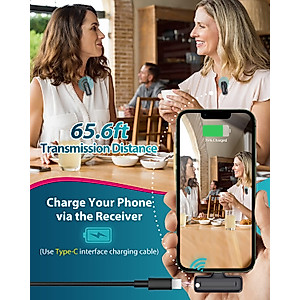 2-in-1 Professional Wireless Lavalier Microphone for Smartphone Android Computer Mini Lapel Recording Wireless Mic with Charging Case for YouTube Facebook Live Stream Video Recording Plug & Play