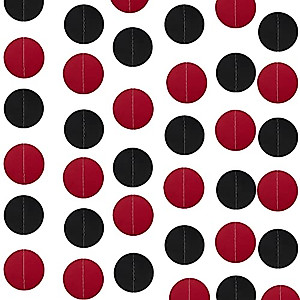 Red and Black Circle Garland, UNIIDECO Paper Dots Banner, Happy Birthday Baby Bridal Shower Bachelorette Party Streamer Backdrop Supplies, Classroom Cieling Bulletin Board Decor