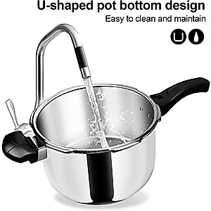 Stainless Steel Pressure Cooker Cookware rice cooker about 2-5 person use explosion-proof Thickened Safety home use durable (4.22 Quart)