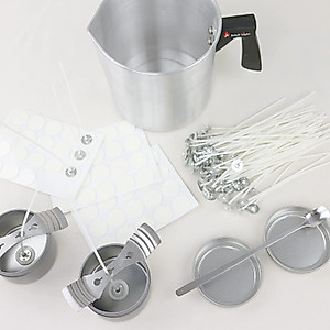 EricX Light Candle Making Kit, 60pcs Candle Wicks, 60pcs Candle Wicks Sticker, 1pc Candle Wax Pouring Pot, 2pcs 3-Hole Wicks Centering Devices, 1pc Mixing Spoon, DIY Candles Craft Tools