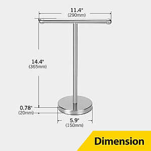 Hand Towel Holder, Hand Towel Rack Stand with Heavy Weighted Base, Countertop Hand Towel Holder Stand for Bathroom，SUS304 Stainless Steel (Silver-Brushed)