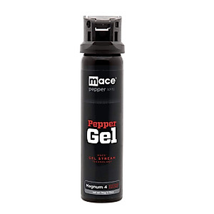 Mace Brand Magnum 4 Pepper Gel, 2.79 oz, 20 Feet Range, No Wind Blowback, Max Strength 10% OC Formula, Long Lasting UV Dye, Flip Top Safety Cap, Self Defense Pepper Spray Gel for Women & Men - Black