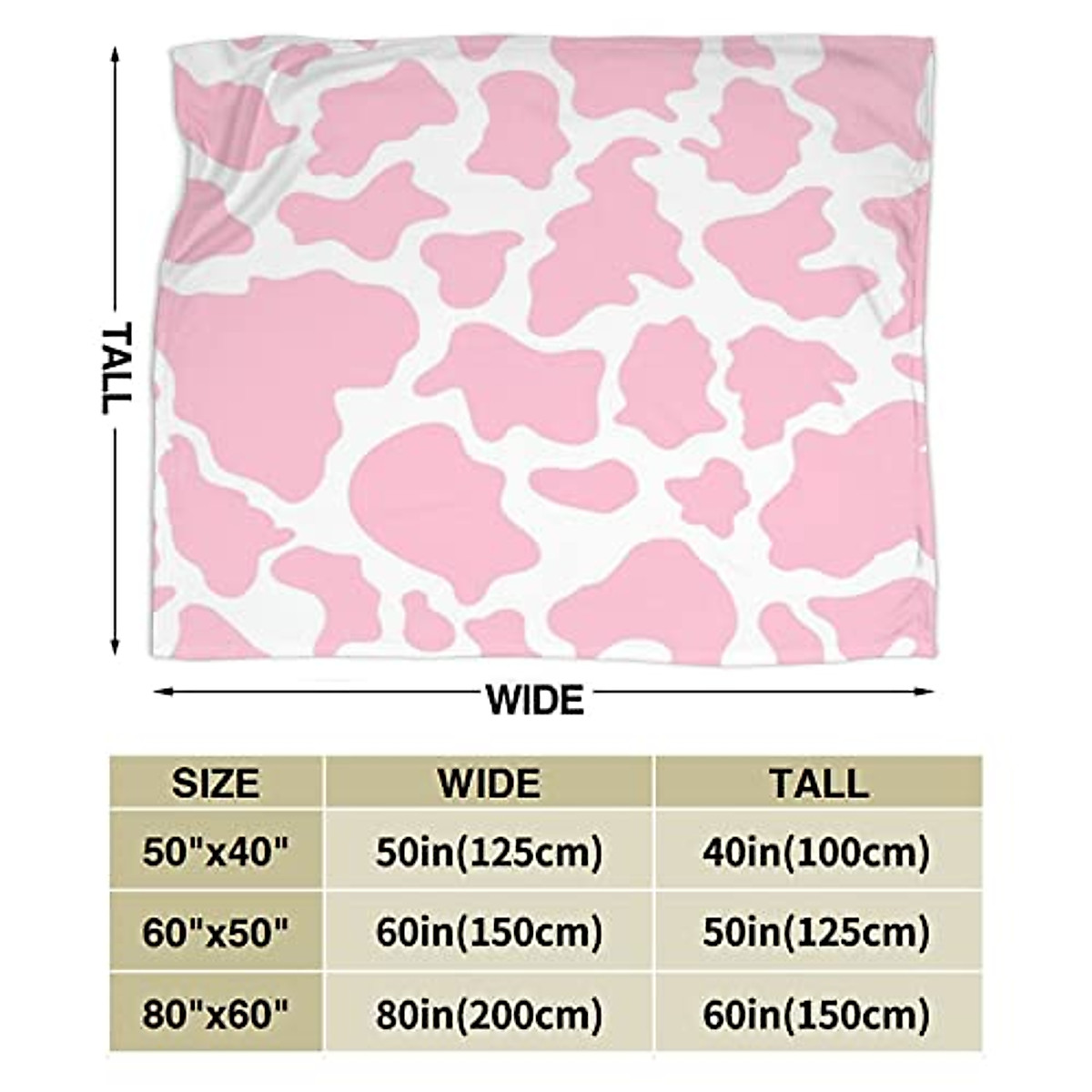 Pink Cow Print Adult Kids Fleece Blanket Throw Blanket for Bedding Living Room Decor Sofa Blanket 50"X40"
