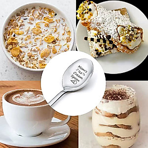 Gifts for Mom Ice Cream Spoon from Daughters Sons Mother Spoon Gift for Mom Mothers Day Birthday Gifts for Mama Spoons Engraved Spoon for Tea Coffee Dessert Lovers