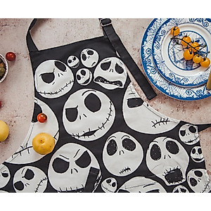 Ukonic Disney The Nightmare Before Christmas Jack Skellington Faces Cooking Apron For Kitchen, Baking, BBQ