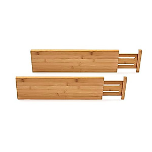 Lipper International 8897 Bamboo Wood Custom Fit Adjustable Deep Kitchen Drawer Dividers, Set of 2