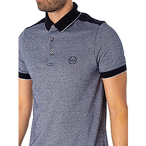 A|X Armani Exchange Men's Polo Shirt with Stripes, Navy, L