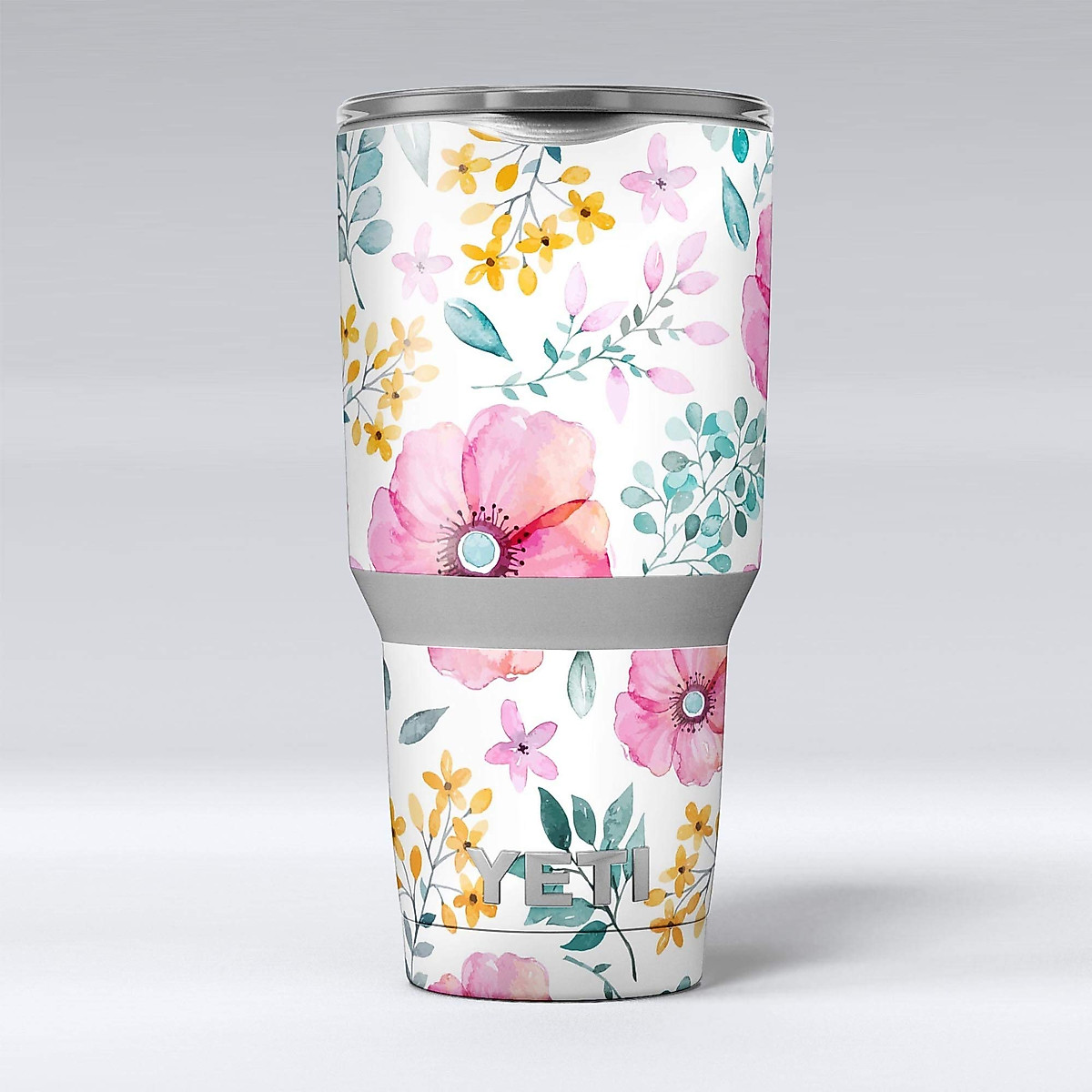 Design Skinz Subtle Watercolor Pink Floral - Skin Decal Vinyl Wrap Kit Compatible with The Yeti Rambler Cooler Tumbler Cups