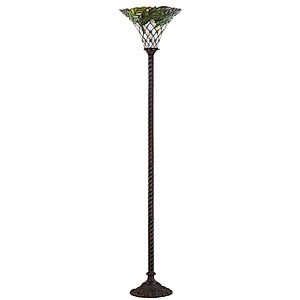 JONATHAN Y JYL8004A Botanical Tiffany-Style 71" Torchiere LED Floor Lamp, Tiffany, Traditional, Art Nouveau Style, Office, Bedroom, Living Room, Family Room, Dining Room, Hallway, Foyer, Bronze