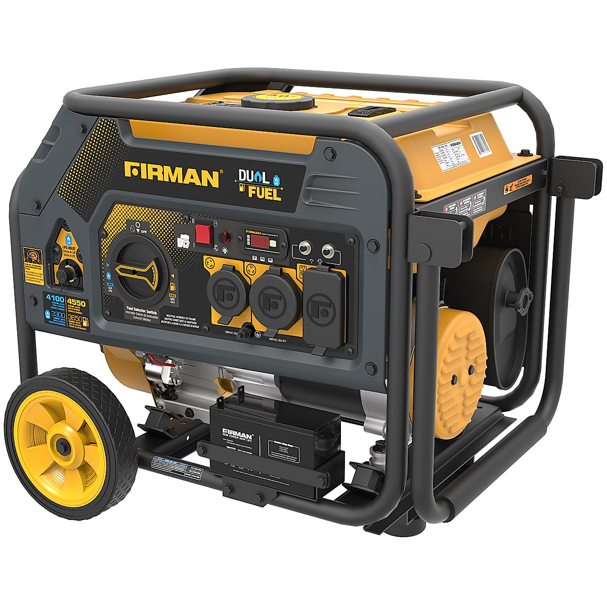 Firman Hybrid Series H03651 3650/4550 Watt Dual Fuel Generator, Yellow