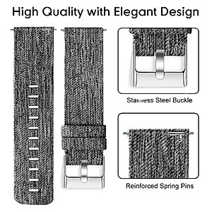 Lamshaw GT01 Smartwatch Band, Breathable Nylon Woven Fabric Replacement Accessory Strap Compatible for Dirrelo GT01 / LETSCOM GT01 1.55" / Hamile Smart Watch/Fitpolo GT01 Smartwatch (Gray)