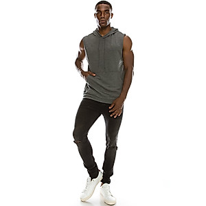 JC DISTRO Men's Soft Lightweight Hoodie Long Sleeve/Sleeveless Big CHARCOAL X-LARGE