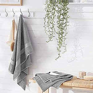 Amazon Basics Fade-Resistant Cotton Bath Towel - 4-Pack, Gray