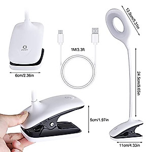 Anpro Clip on Light Reading Light,28 LED USB Desk Lamp USB Rechargeable with 3 Light Modes,Stepless Dimming,360°Flexible Adjusting Hose,Touch Control Desk Light [Energy Class A++] for Bedroom, Office
