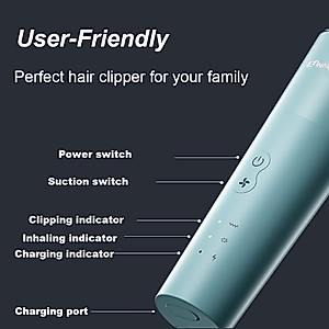 OPENBEAUTY Electric Hair Clipper for Men Kids Baby,Light Vacuum Hair Trimmer with Automatic Hair Suction,Waterproof Rechargeable Cordless Haircut Machine Toddler Professional Haircut Kit