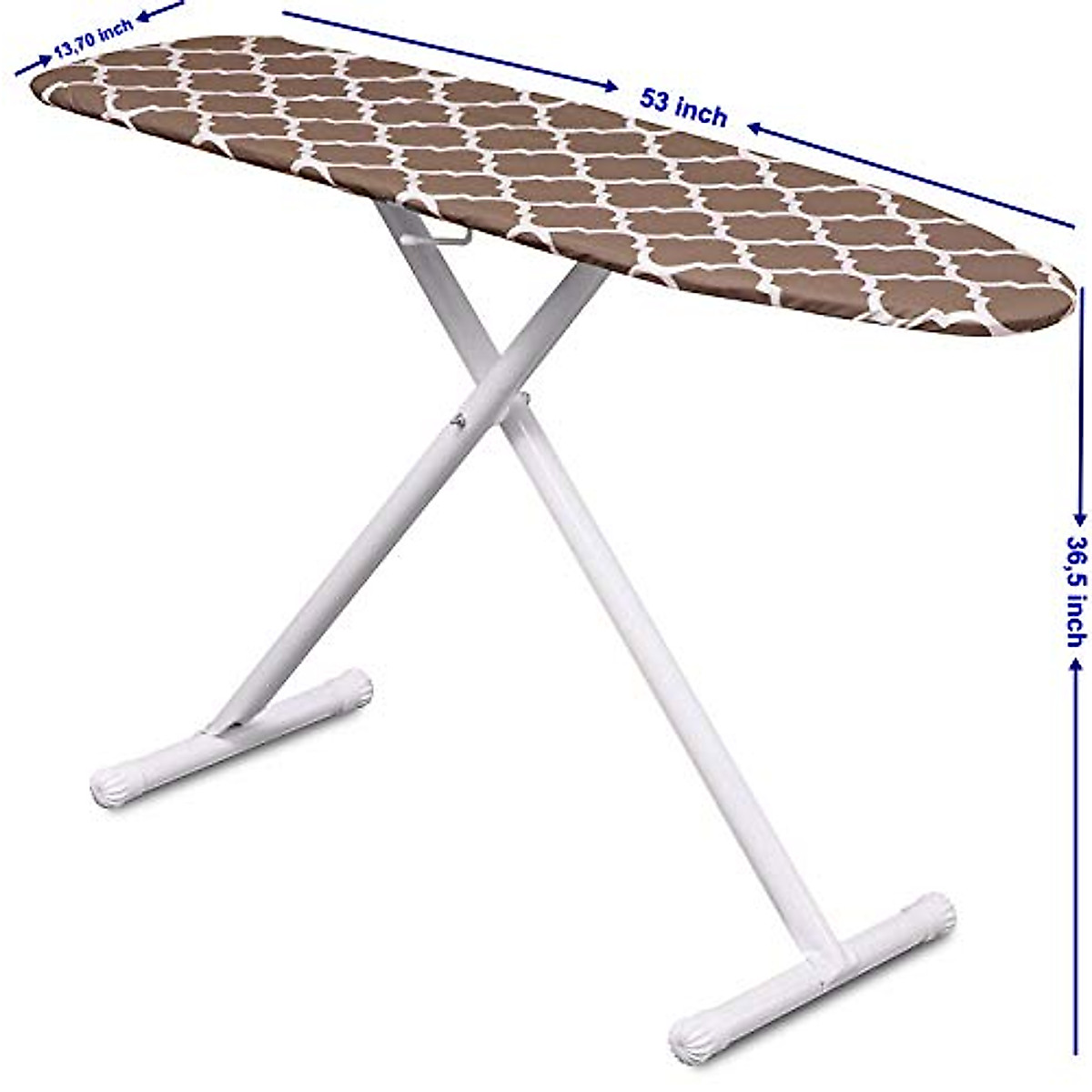 Mabel Home Ironing Board, Made in Europe by Mabel Home, Adjustable Height, Extra Thick Heavy Duty Padded Cover, Extra Cover Included (3 Different Models & Sizes) (T-Leg (53" x 14"))