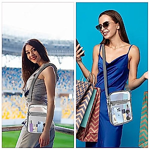 GXXYLGS Clear Purses for Women Stadium Clear Bag Clear Bag Stadium Approved Clear Purse Clear Stadium Bag Clear Crossbody Bag Stadium Bag Concert Bag Clear Crossbody Bag Stadium Approved (grey)