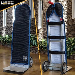 US Cargo Control Quilted Hand Truck Cover, Rounded Top Appliance Dolly Cover, 50 x 16 Inches, Essential Moving Supplies, Black/Blue Moving Pad, Woven Cotton/Polyester, Case of 12 Round Top Covers