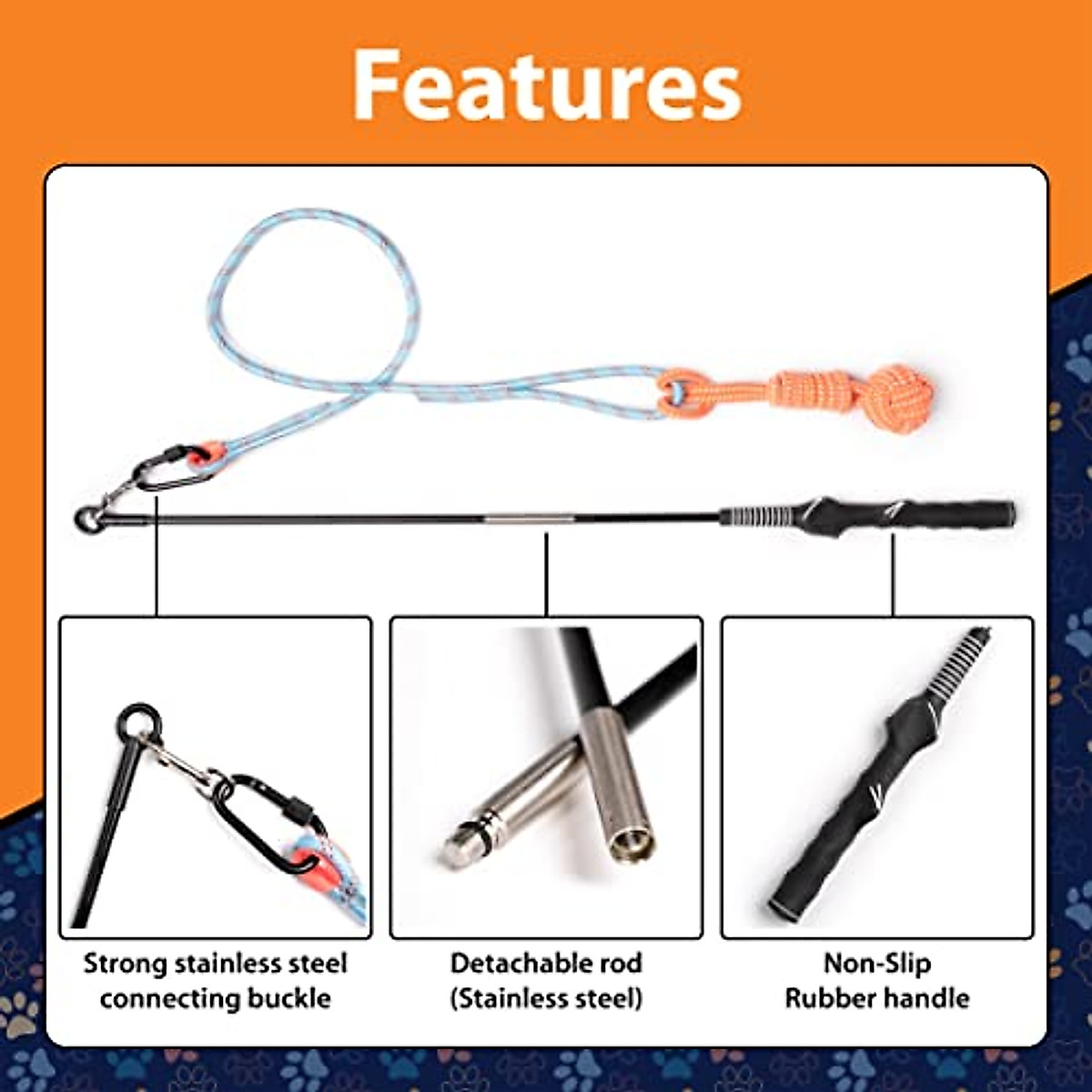 SMATICA Flirt Pole for Dogs - Interactive Dog Toys for Boredom & Stimulating – Lightweight & Sturdy Puppy Toys – Flirt Pole for Dogs Heavy Duty for Dog Training & Exercise (Not for Aggressive Chewers)