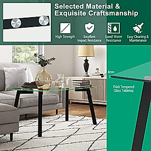 Tangkula Tempered Glass Coffee Table, Rectangular Center Table with Heavy Duty Metal Frame, Modern Minimalist Cocktail Table, Clear Tea Table for Living Room Reception Office, 44 x 24 x 18 Inch