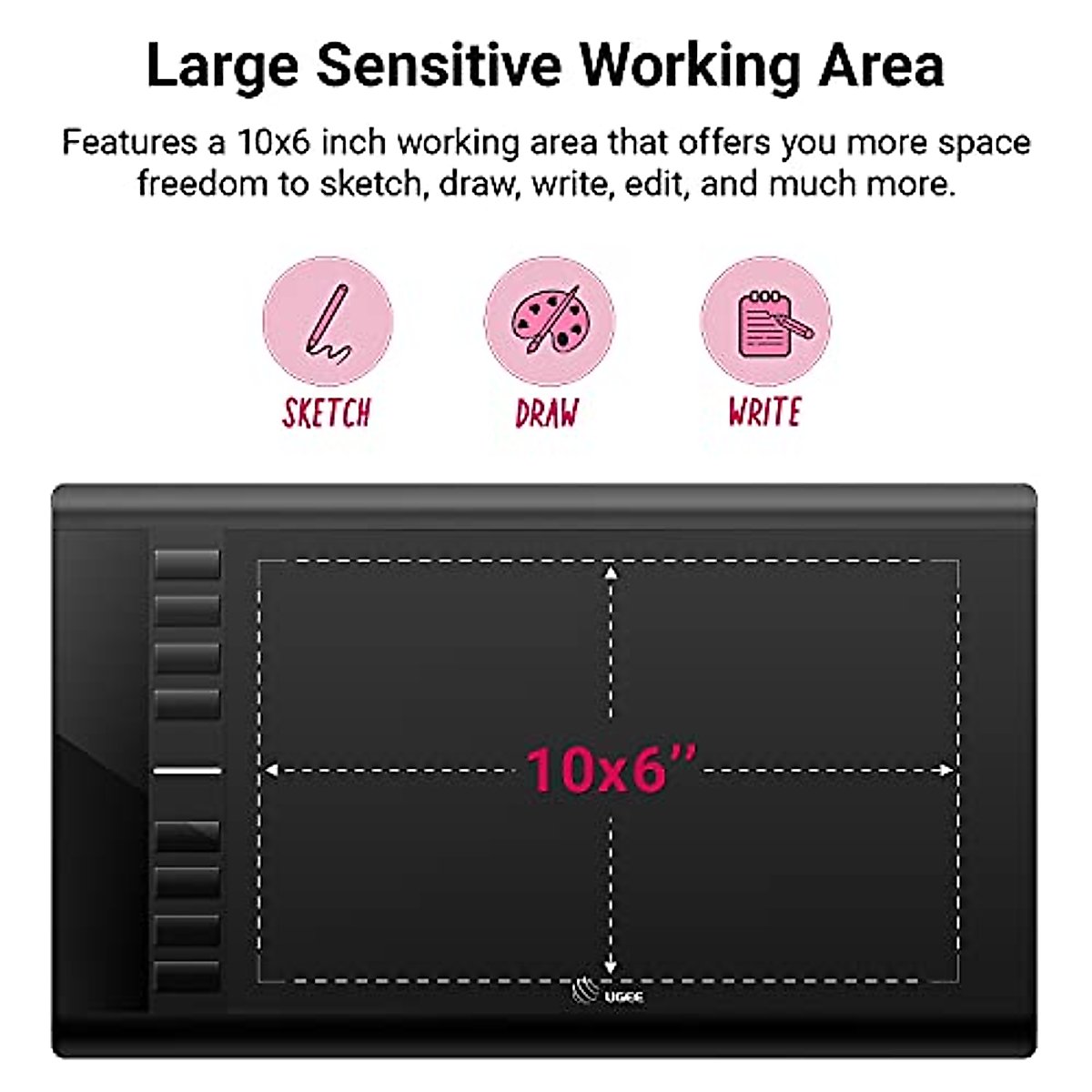 UGEE M708 V3 Graphics Drawing Tablet,10X6 Inches Digital Drawing Tablet with 8 Hot Keys 8192 Levels Pen Compatible with Chromebook, Linux, Windows 7/8/10/11, macOS 10.10