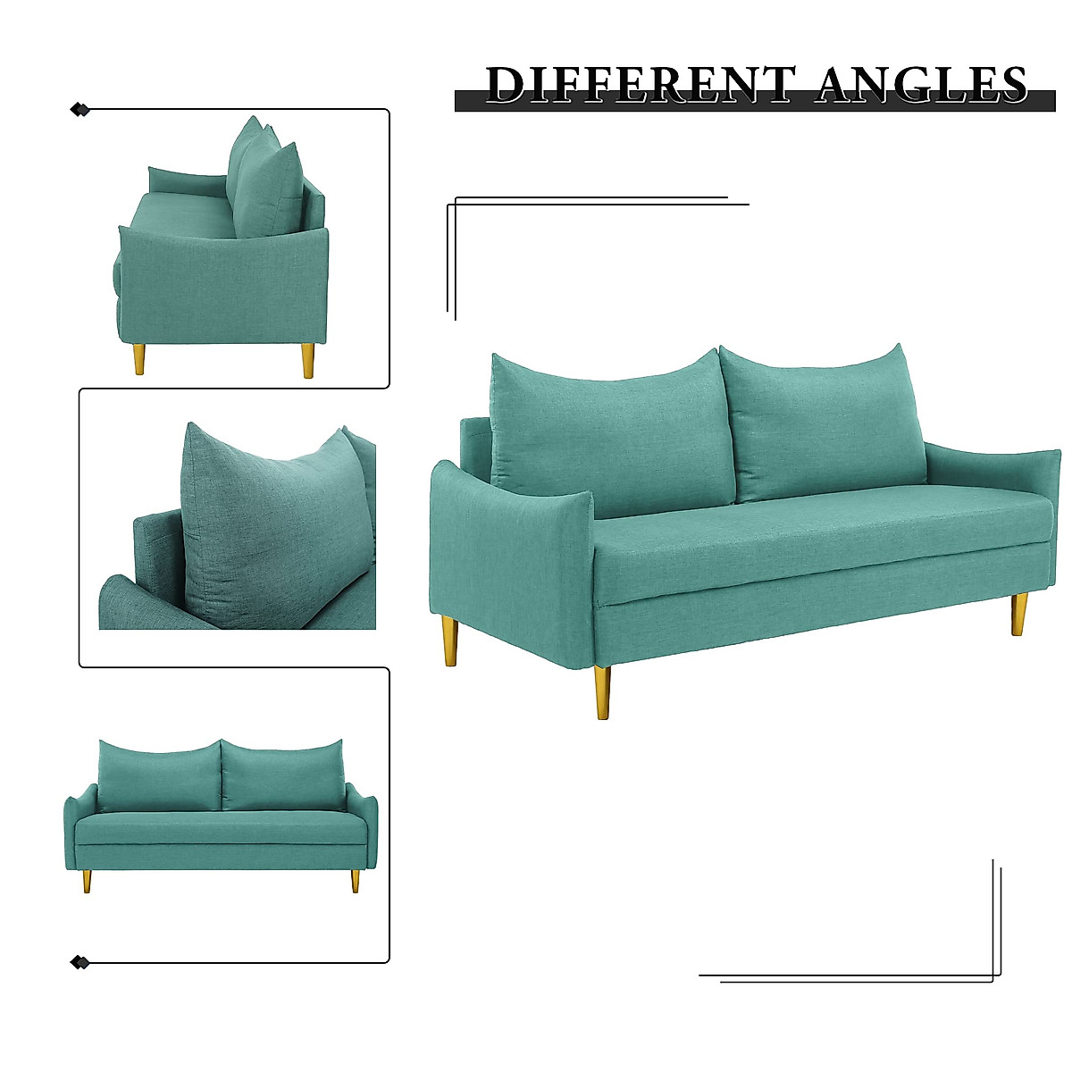 Hdxdkog Loveseat Sofa, 67'' Mid Century Modern Small Love Seat for Small Space, Upholstered 2 Seater Sofa Comfy Couch Furniture for Living Room, Bedroom Apartment (Green)