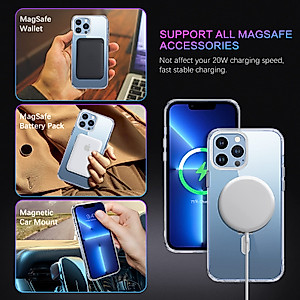 DUEDUE for iPhone 13 Pro Max Magnetic Case with Invisible Stand [Compatible with Magsafe], Clear Full Body Protective Cover Slim Transparent Shockproof Phone Case for iPhone 13 Pro Max 6.7", Clear