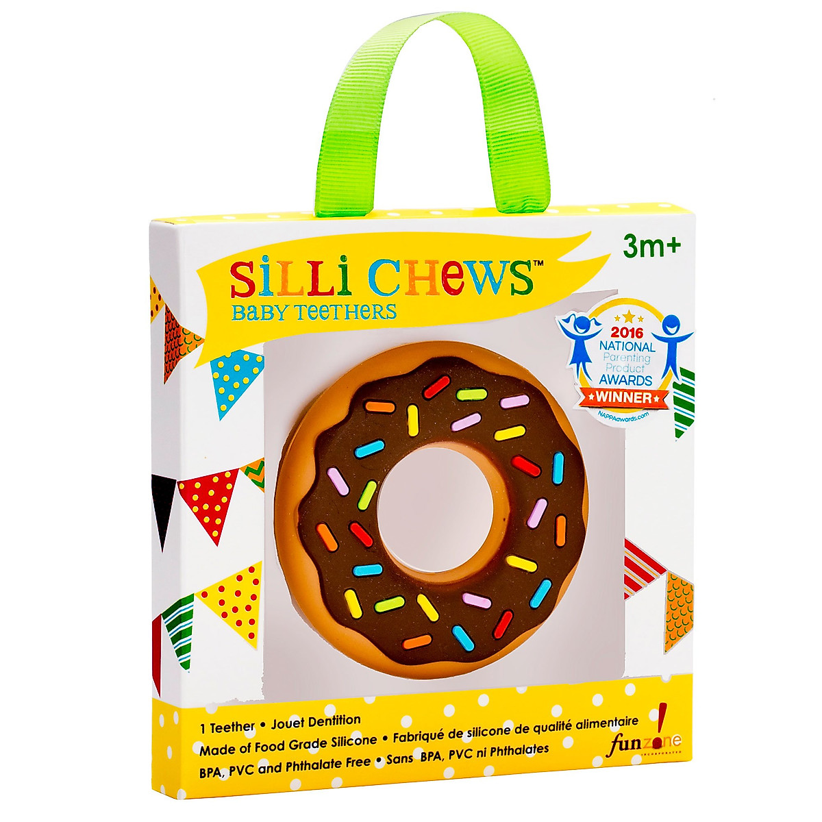 Silli Chews Teething Wafer Pain Relief Safe Silicone Teether Textured Soft Flexible Funny Food Teething Toy - Chocolate Donut (Doughnut) Silly Chew Toy