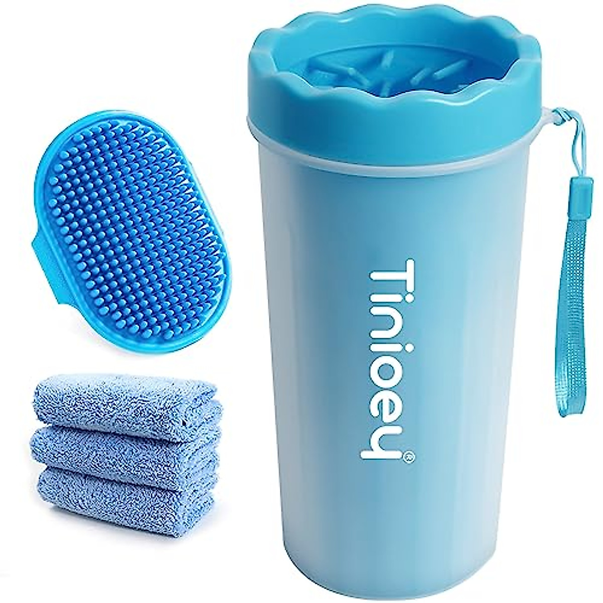 Dog Paw Cleaner for Large Dogs (with 3 Towels & Dog Bath Brush), Dog Paw Washer, Paw Buddy Muddy Paw Cleaner, Pet Foot Cleaner