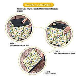 Dremagia Leopard Storage Cube Bin Basket Polyester Toy Chest Organzier, 13 x 13 Inch