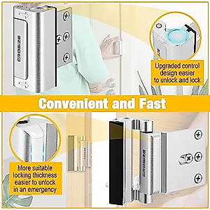 Home Security Door Lock, Upgraded Metal Door Reinforcement Lock for Childproof, 3" Withstands 800 lbs of Impact for Inward Swing Doors, Defender Security Door Lock, Prevent Unauthorized Entry (Silver)