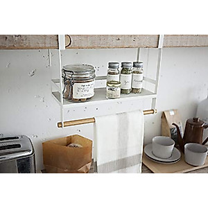 Yamazaki Home Undershelf Shelf Spice Rack-Kitchen Storage, Cabinet Organizer | Plastic + Wood, One Size, White