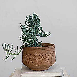 Creative Co-Op Boho Stoneware Planter with Embossed Pattern, Terracotta